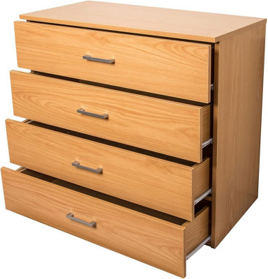 Beech Chest of 4 Drawers Anti Bowing Support 75 x 72 x 36 cm