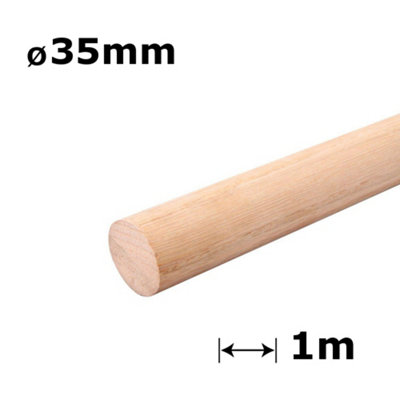 Beech Dowel Smooth Wood Rod Pegs 1m - Diameter 35mm - Pack of 100