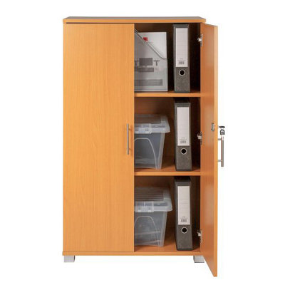 Beech wooden Filing cabinet with 2 shelves - 2 Door Lockable Filing ...