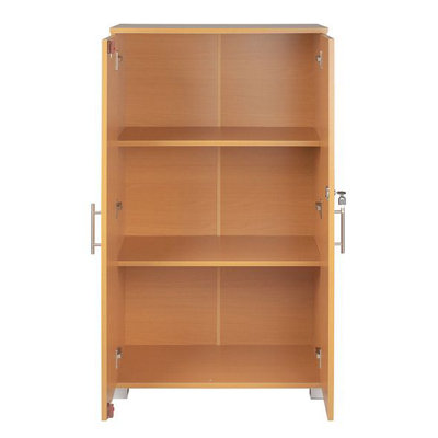 Beech wooden Filing cabinet with 2 shelves - 2 Door Lockable Filing ...