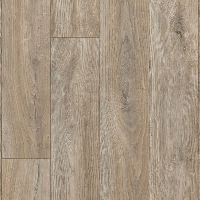 Beige 2.4mm Thick Vinyl Sheet AntiSlip Wood Effect Vinyl Flooring For ...