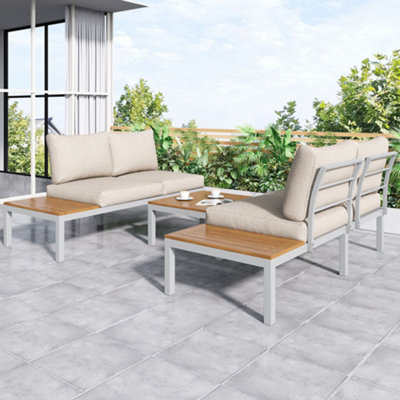 Beige 4 Seater Outdoor Lounge Set