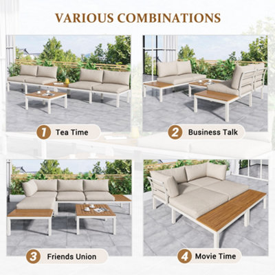Beige 4 Seater Outdoor Lounge Set