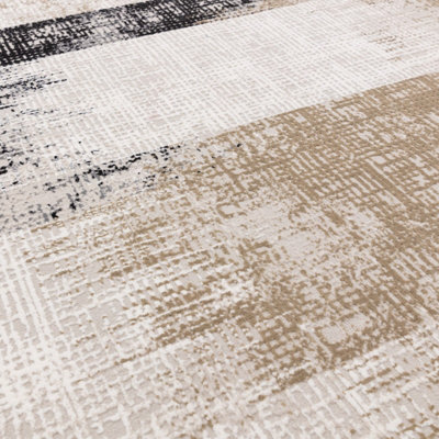 Beige Abstract Luxurious Modern Easy To Clean Rug For Dining Room ...