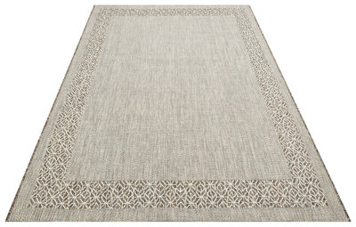 Beige Bordered Modern Easy To Clean Rug For Dining Room-160cm x 230cm