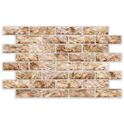 Beige Brick 3D Industrial PVC Interior Wall Panels Kitchen Cladding ...
