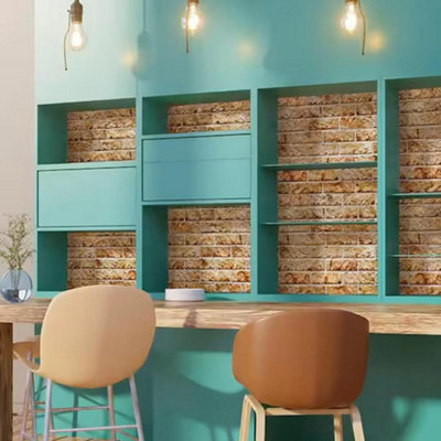 Beige Brick 3D Industrial PVC Interior Wall Panels Kitchen Cladding ...