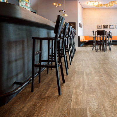 Beige Brown Wood Effect Flooring Slip-Resistant Contract Commercial ...