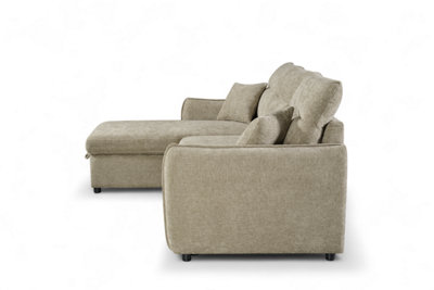 Beige Chenille Fabric 1C2 Corner Sofabed with Storage ARCHIE