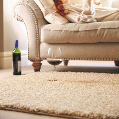 Beige Easy to Clean Modern Plain Shaggy Rug for Bedroom, Living Room ...