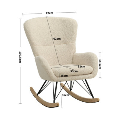 Beige Faux Wool Rocking Chair Relax Rocker Chair Relaxing Recliner ...