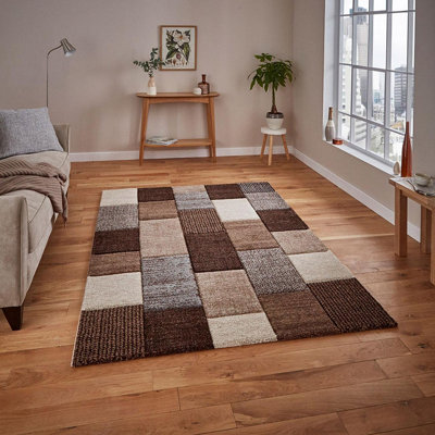 Beige/Grey Modern Geometric Handmade Easy to Clean Rug for Living Room ...