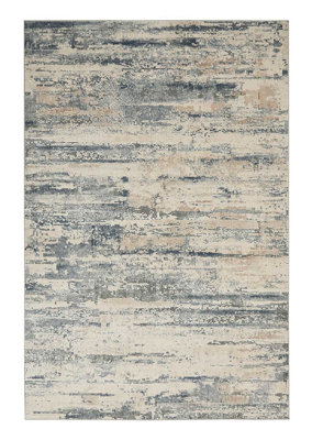 Beige Grey Rug, 10mm Thick Abstract Stain-Resistant Rug, Luxurious ...