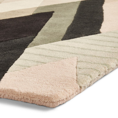 Beige Handmade Luxurious Modern Wool Abstract Rug Easy to clean Living ...