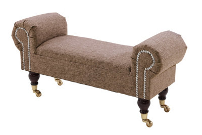 Beige Linen Chaise Lounge With Beading