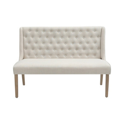 Beige Linen Upholstered Bench Dining Bench W 1310 mm