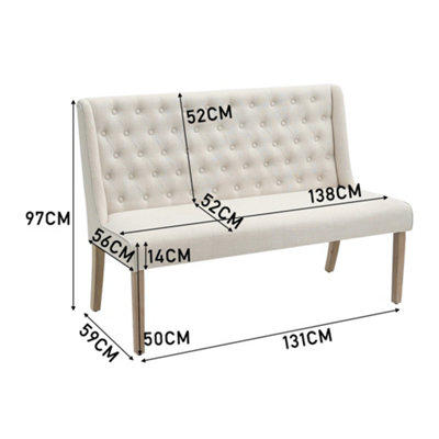 Beige Linen Upholstered Bench Dining Bench W 1310 mm