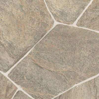 Beige Modern Designer Effect Anti-Slip Vinyl Flooring For Kitchen ...