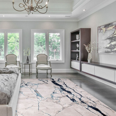 Beige Modern Easy to Clean Abstract Rug For Dining Room Bedroom ...