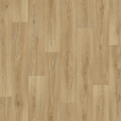 Beige Modern Wood Effect Anti-Slip Vinyl Flooring for Home, Shops ...