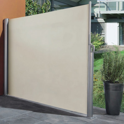 Beige Outdoor Garden Retractable Folding Sun Shade Privacy Divider Side ...