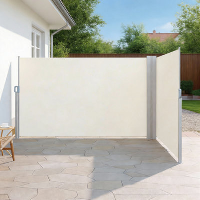 Beige Outdoor Garden Retractable Sun Protection Privacy Side Awning ...