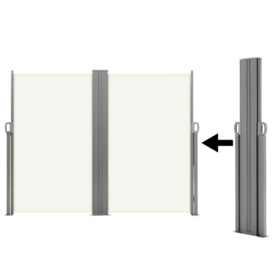 Beige Outdoor Garden Retractable Sun Protection Privacy Side Awning ...