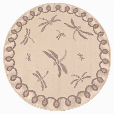 Beige Outdoor Rug, Animal Bordered Stain-Resistant Rug For Patio Decks ...