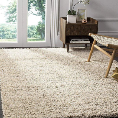 Beige Thick Shaggy Rug - California - 200x290cm (6'8"x9'7") | DIY at B&Q