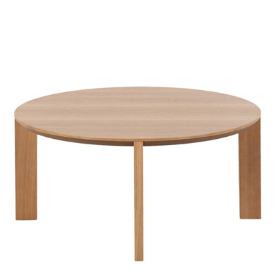 Beijing Round Oak Veneer Coffee Table, Matt Finish, 90cm