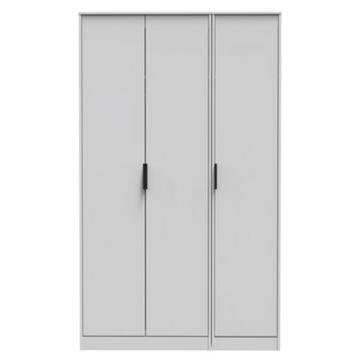 Beijing Tall Triple Plain Wardrobe in Grey Ash (Ready Assembled)