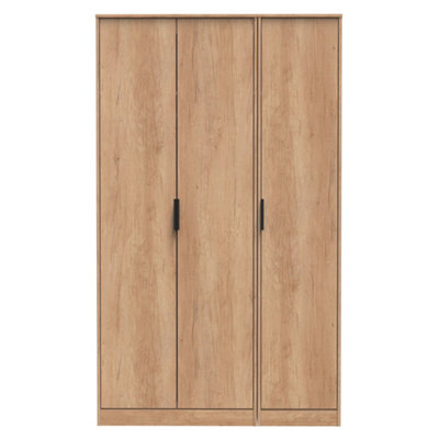 Beijing Tall Triple Plain Wardrobe in Nebraska Oak (Ready Assembled)