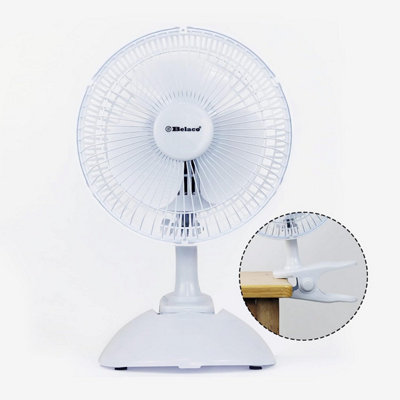 Belaco 6" Desk Fan - With clip - Table Fan - White | DIY at B&Q