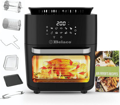 Belaco Air Fryer, 12L XXL Capacity, Air fryer oven, Rotisserie 1800w ...