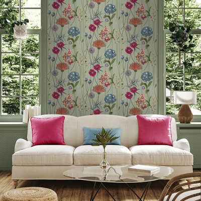 Belgravia Botanist Floral Wallpaper Flower, Leaves, Honey Bee - Wood ...