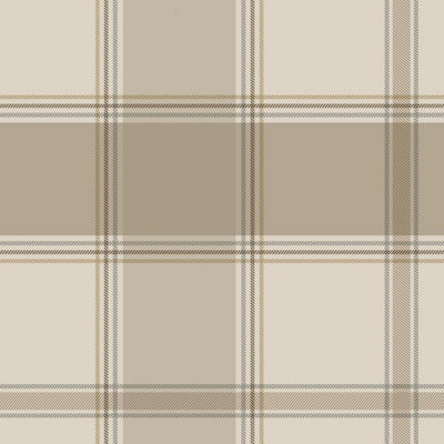 Belgravia Bramble Check Beige Wallpaper Fabric Effect Modern Feature ...