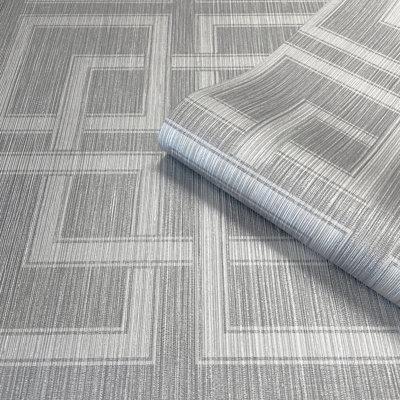 Belgravia Décor Amara Square Geometric Grey Textured Wallpaper | DIY at B&Q
