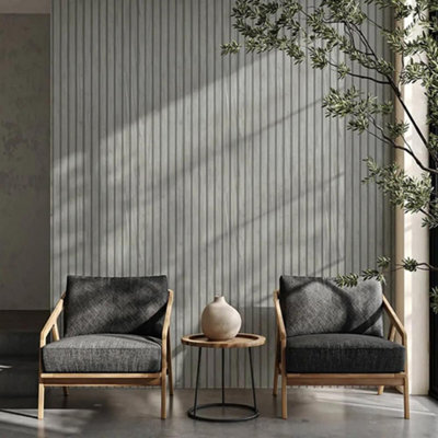 Belgravia Panacea Wood Slat Grey Wallpaper Modern Contemporary Feature ...