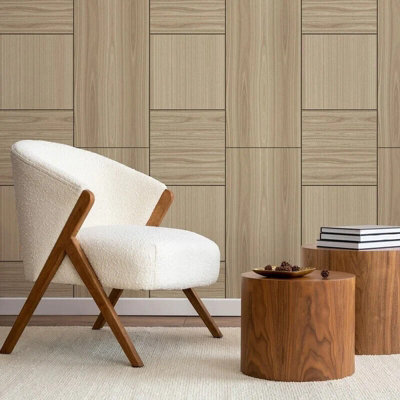 Belgravia Rivington Wood Effect Wall Panel Light Oak Wallpaper W2511