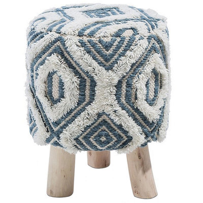 Beliani Boho Footstool AGRA Wool White