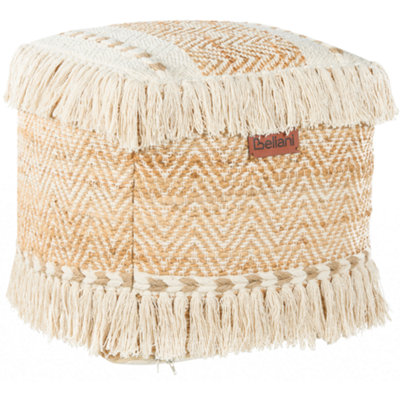 Beliani Boho Pouffe ALUPOLA Beige Jute