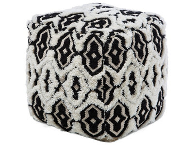 Beliani Boho Pouffe Black and White ORAI