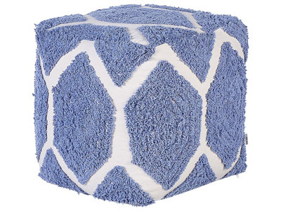 Beliani Boho Pouffe ROJHAN Cotton Blue