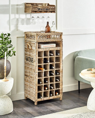 Beliani Boho Rattan Wine Rack Light BASIRA