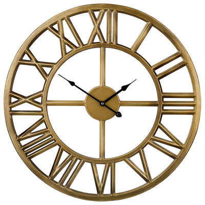 Beliani Industrial Wall Clock NOTTWIL Iron Gold | DIY at B&Q