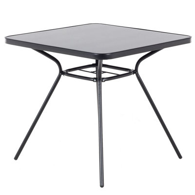 Beliani Minimalist Garden Table Glass Black LIVO