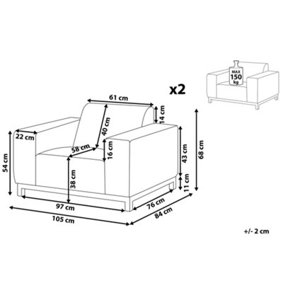 Beliani Modern Armchair ROVIGO Fabric Grey