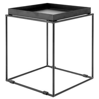 Beliani Modern Metal Side Table Black SAXON