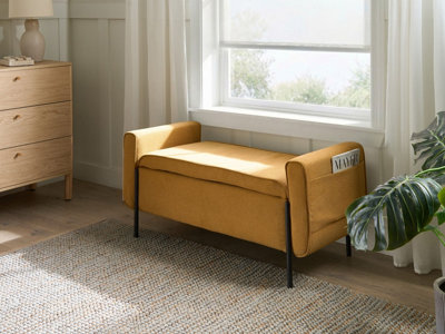 Beliani Modern Storage Bench Mustard LEWES