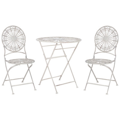 Beliani Rustic Bistro Set Metal White SCAFA